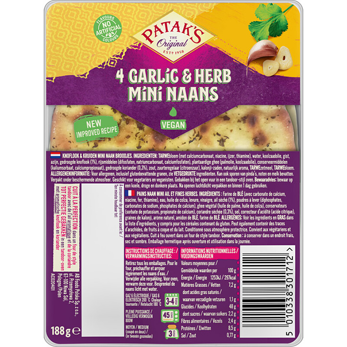 Patak's Mini naan garlic & coriander 240g - Holland Supermarket